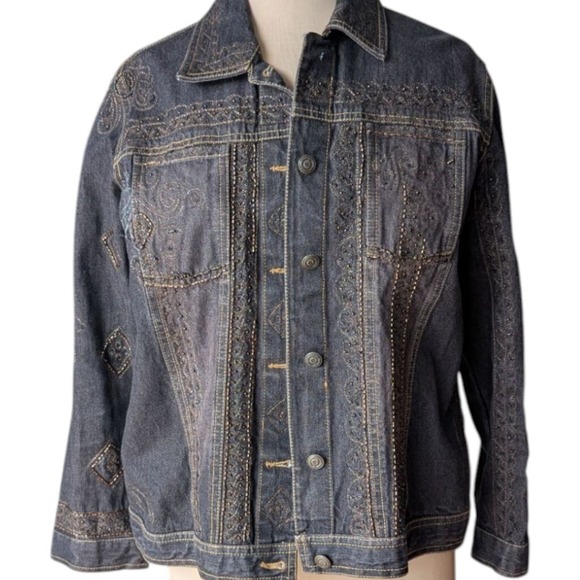 Laura Ashley | Jackets & Coats | Vtg Laura Ashley Beaded Dark Denim ...